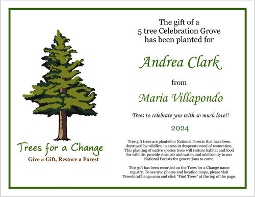 Dedicate Celebration Trees - Printable Certificate