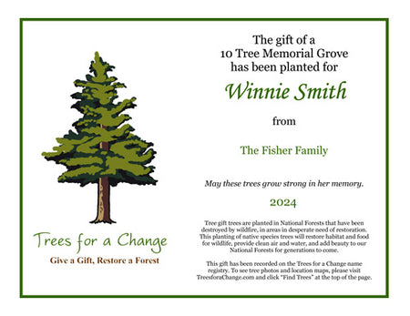 Dedicate Memorial Trees - Printable | Trees for a Change LLC