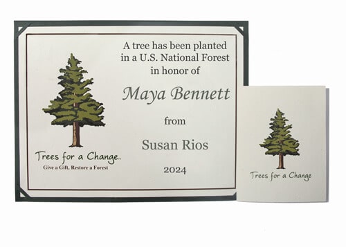Trees planted for gifts, memorials, & pet memorials